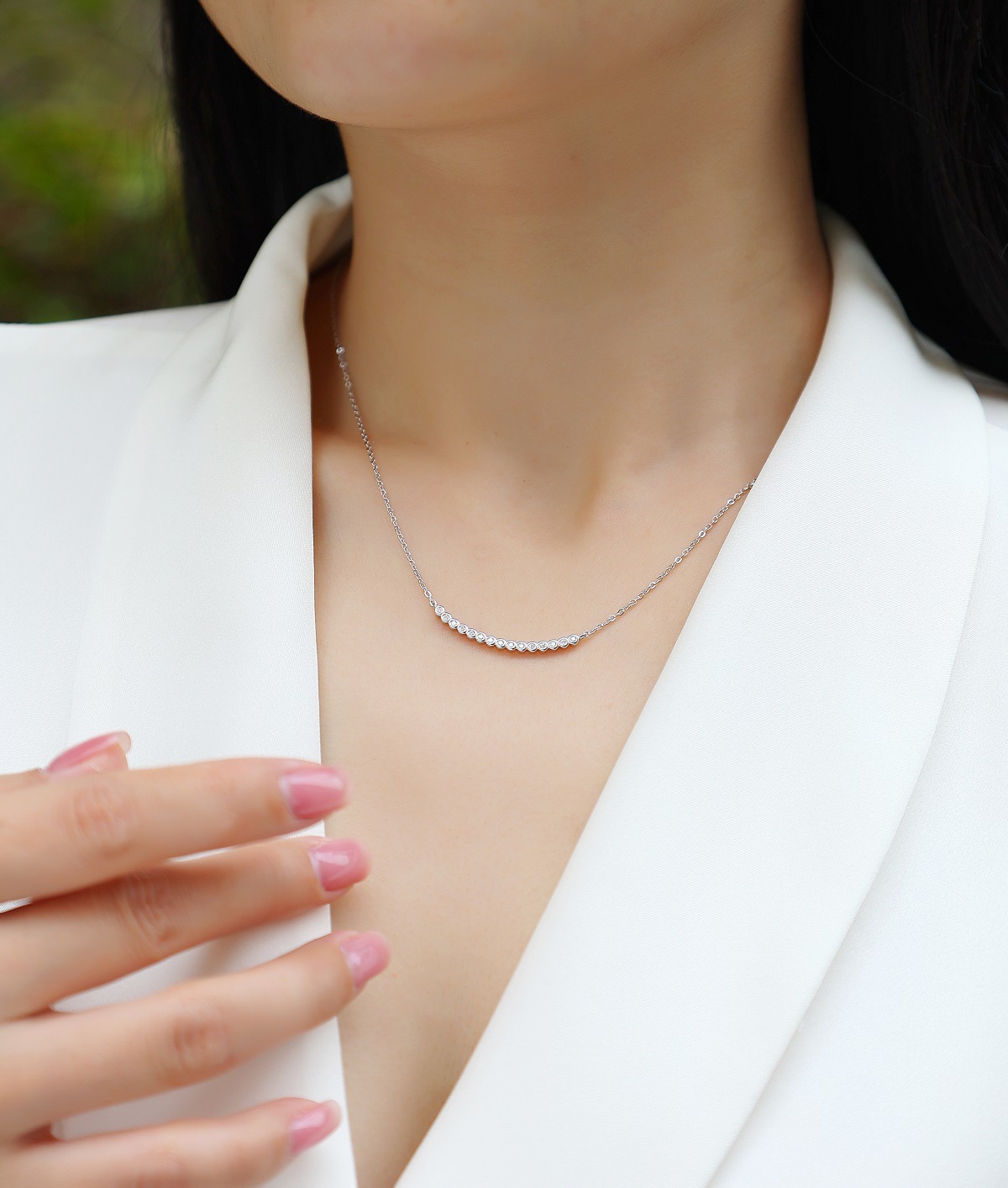 Real Moissanite Diamond D color Smile pendant necklace S925 sterling silver women collarbone ...