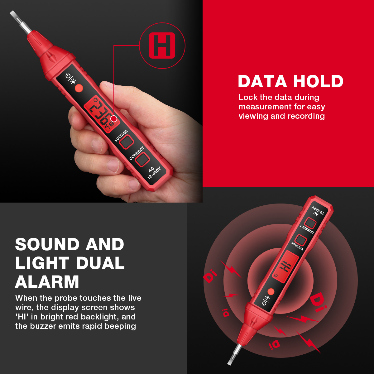 HABOTEST HT91A AC Voltage Detector NCV 12~400V Pen Type Voltage Tester ...