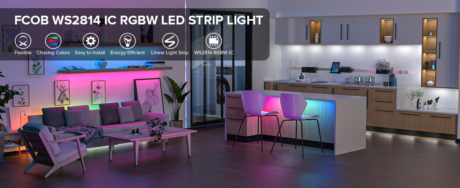 BTF-LIGHTING 896LEDs/m COB RGBW IC LED Strip Similar WS2814 IC Addressable RA90 IP30 DC24V ...