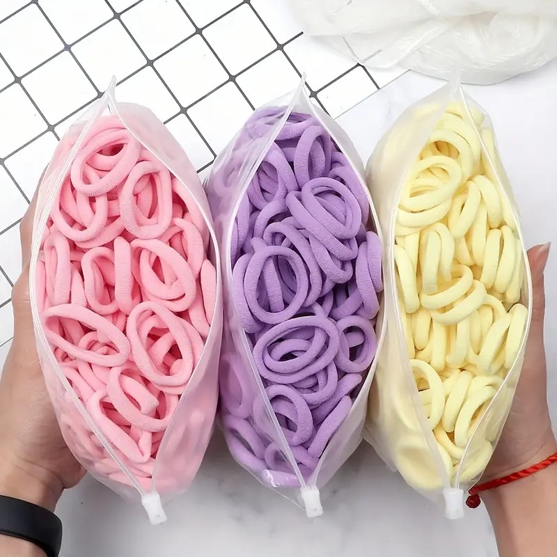 50pcs Seamless Towel Ring Head Rope Solid Color High Elastic Ponytail ...