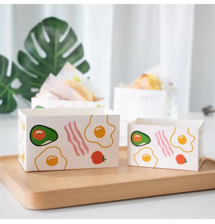 50 PCS Sandwich Packaging Box Toast Bread Packaging Box Burger Egg Drop ...