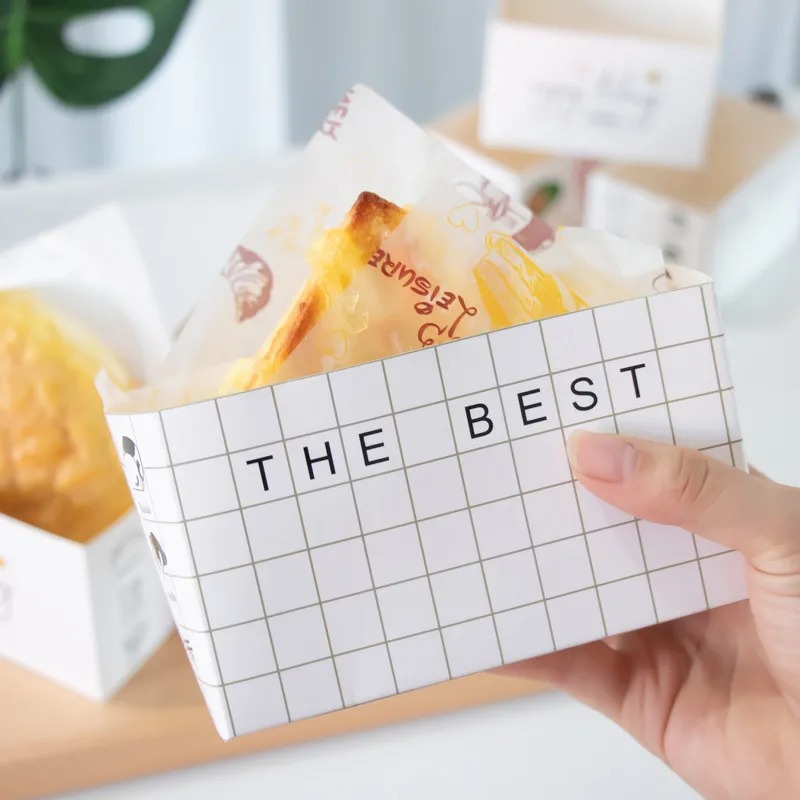 50 PCS Sandwich Packaging Box Toast Bread Packaging Box Burger Egg Drop ...