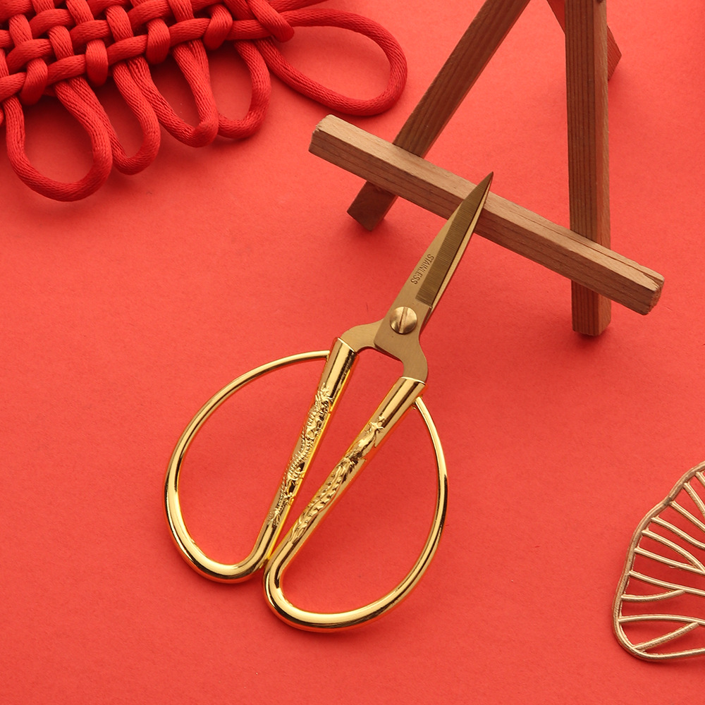 Dragon Phoenix Scissors Stainless Steel Golden Scissors Household ...