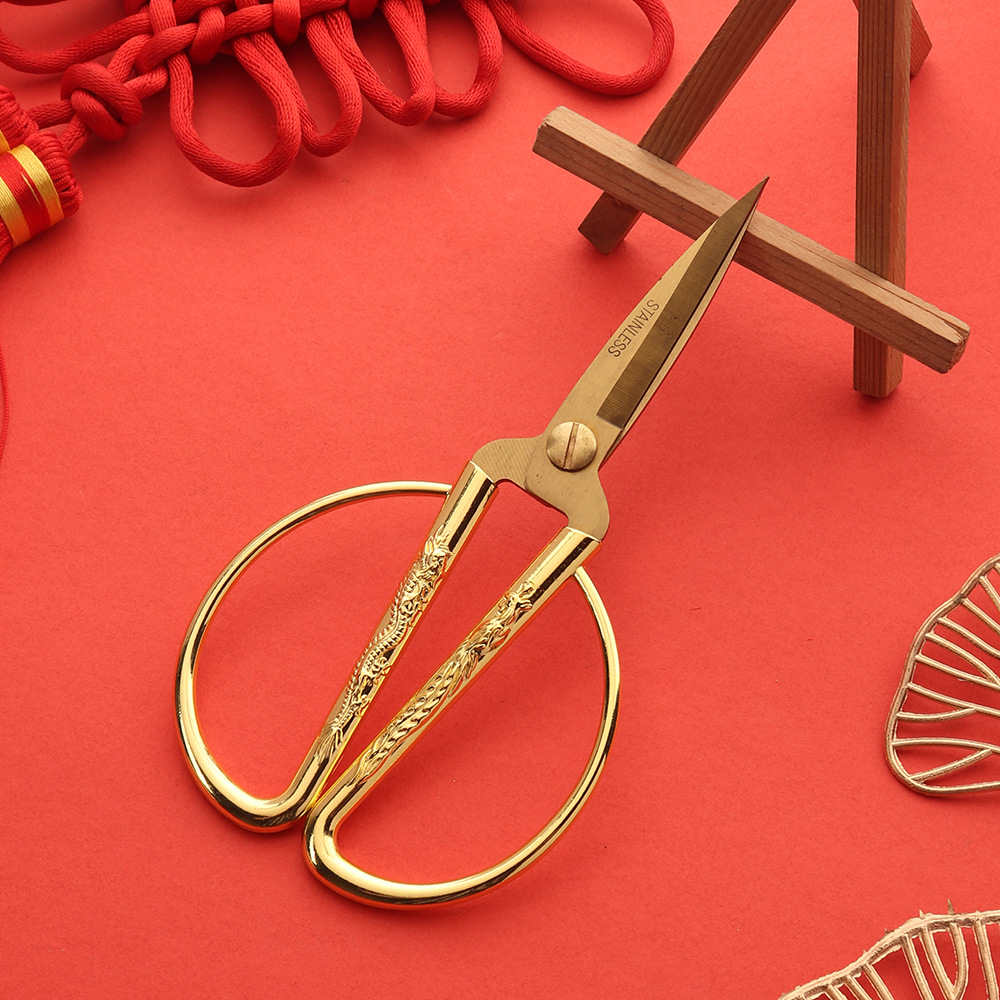 Dragon Phoenix Scissors Stainless Steel Golden Scissors Household ...
