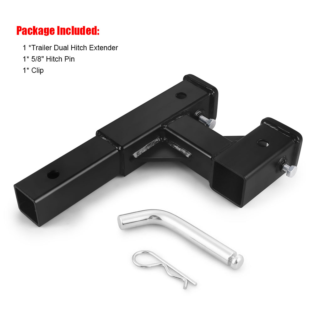 14 inch Double Hitch Receiver Trailer Dual Hitch Extension Riser for 2 ...