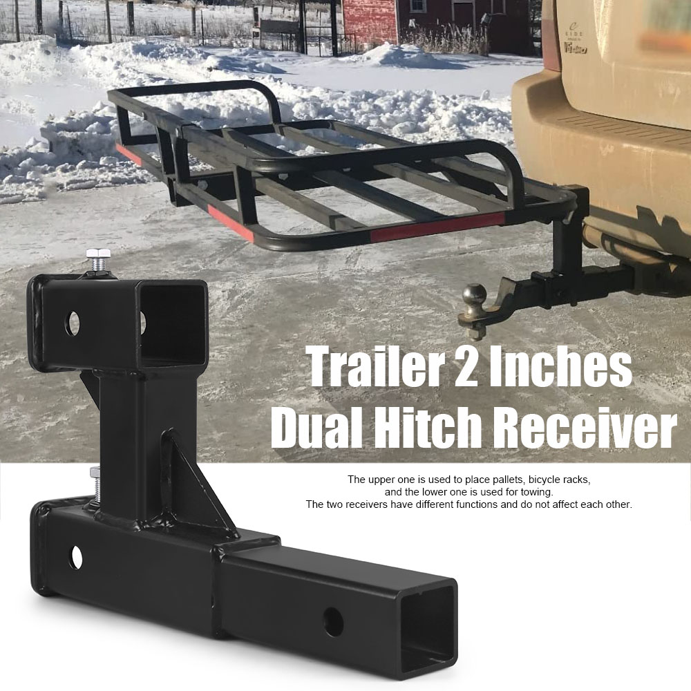 14 inch Double Hitch Receiver Trailer Dual Hitch Extension Riser for 2 ...