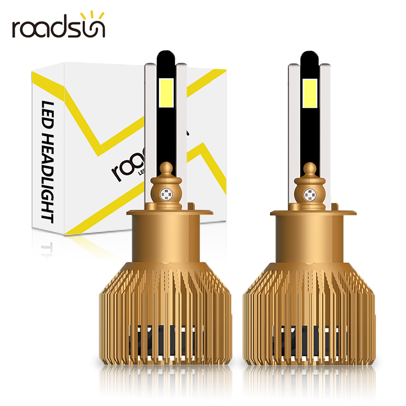 Roadsun 2PCS H1 LED Car Headlight Bulbs 25000LM 240W 6000K High Brightness CSP Chips Bulbs With ...
