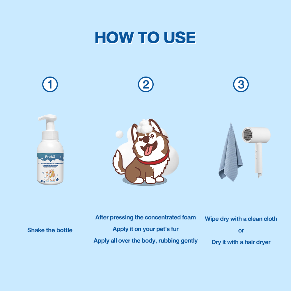Petcho Dry Shampoo Shower For Dog Waterless Foam No Rinse Anti-Tick ...