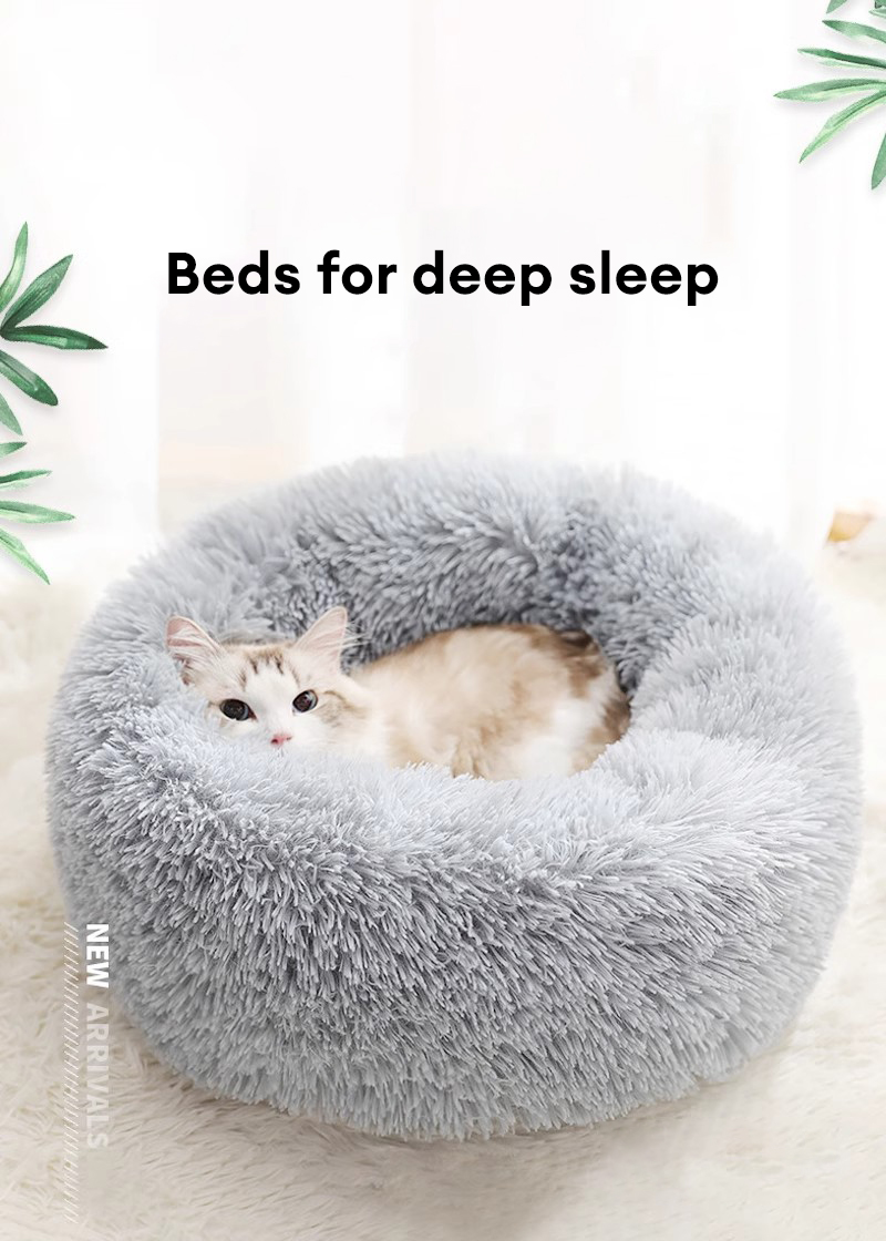 Cat Bed Pet Bed Warm and Soft Plush Dog Bed PP Cotton Washable Pet Bed ...