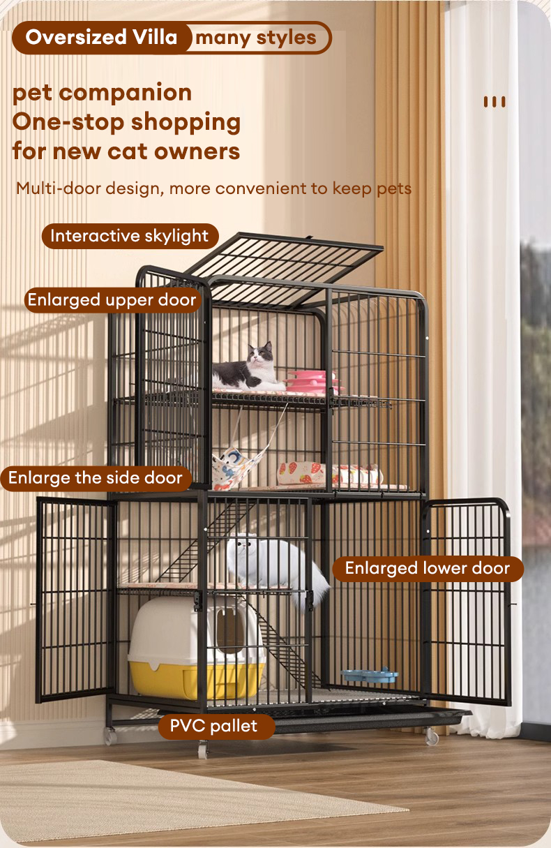 Papapet Cat Cage Durable Large Easy to Clean Spacious Crate for ...