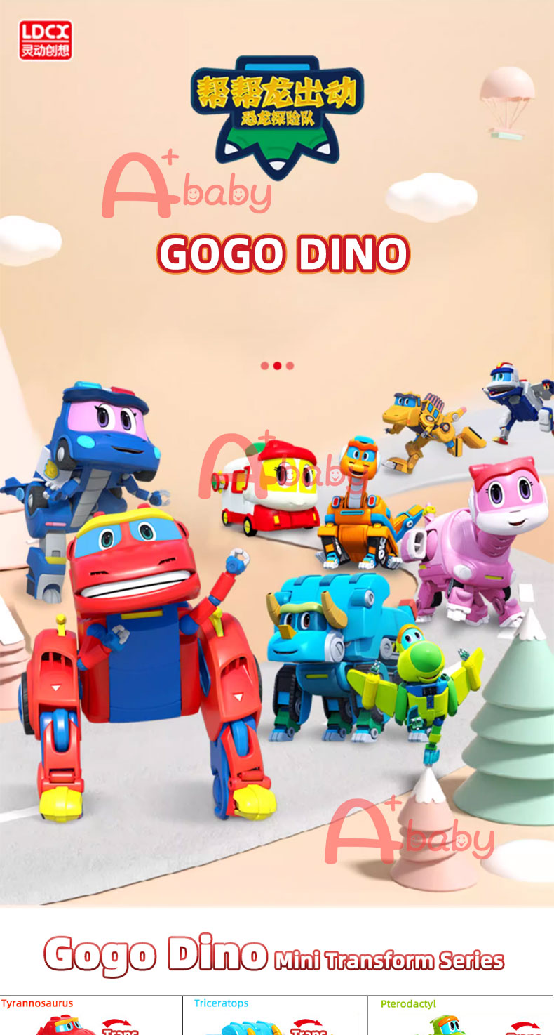 [A+baby]5PCS Gogo Dino Mini Trans Dinosaur Toys Set Original Action ...