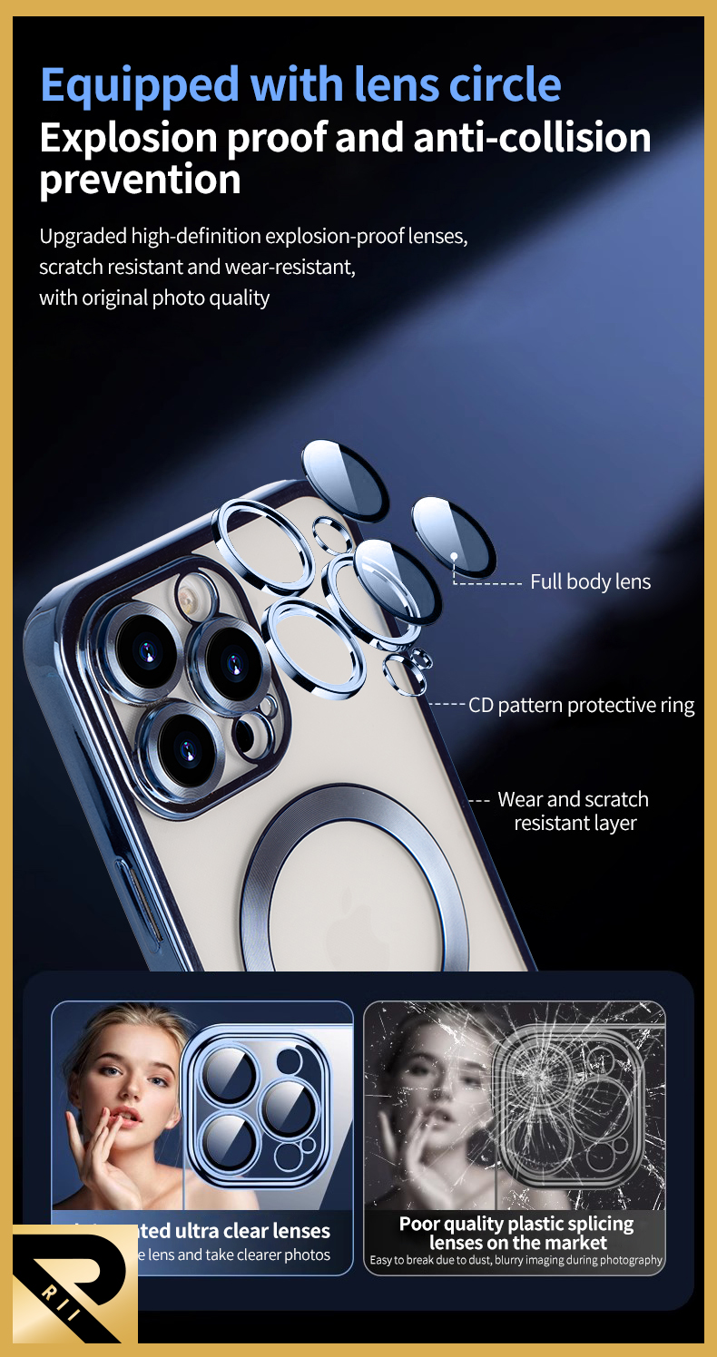 New RII Electroplated Magnetic Wireless Charging Phone Case for iPhone ...