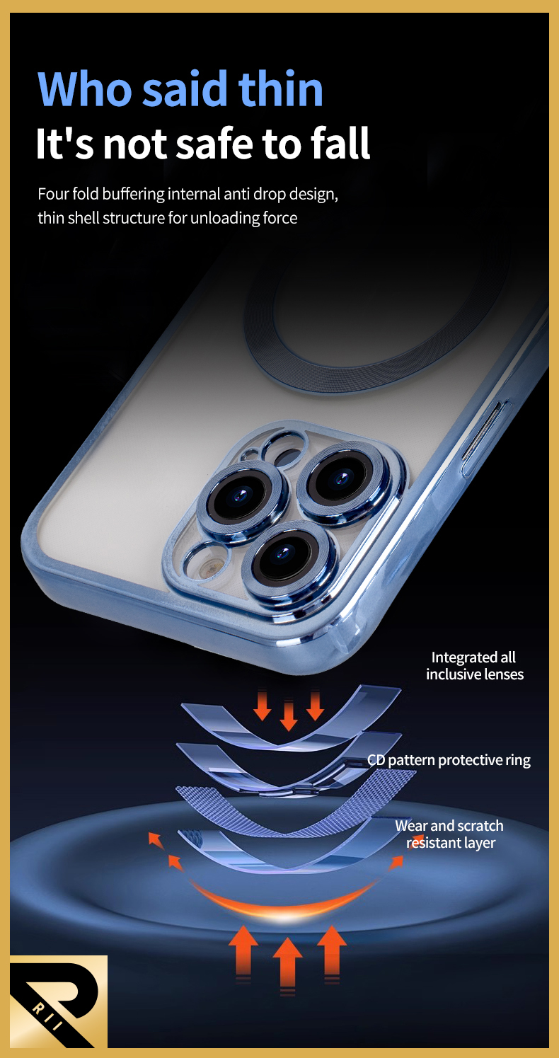 New RII Electroplated Magnetic Wireless Charging Phone Case for iPhone ...