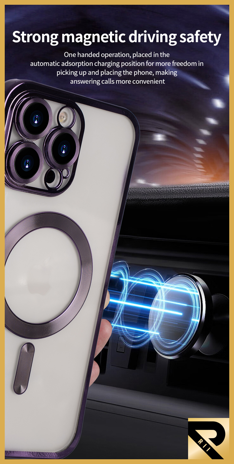 New RII Electroplated Magnetic Wireless Charging Phone Case for iPhone ...