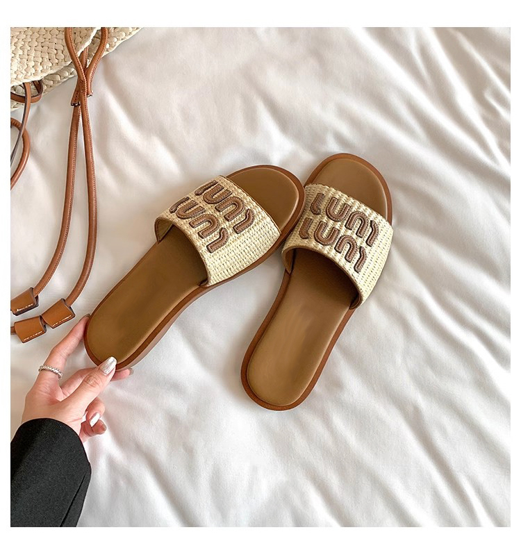 Women's Outdoor Fashion Square Toe Braided Surface Comfortable Flat ...