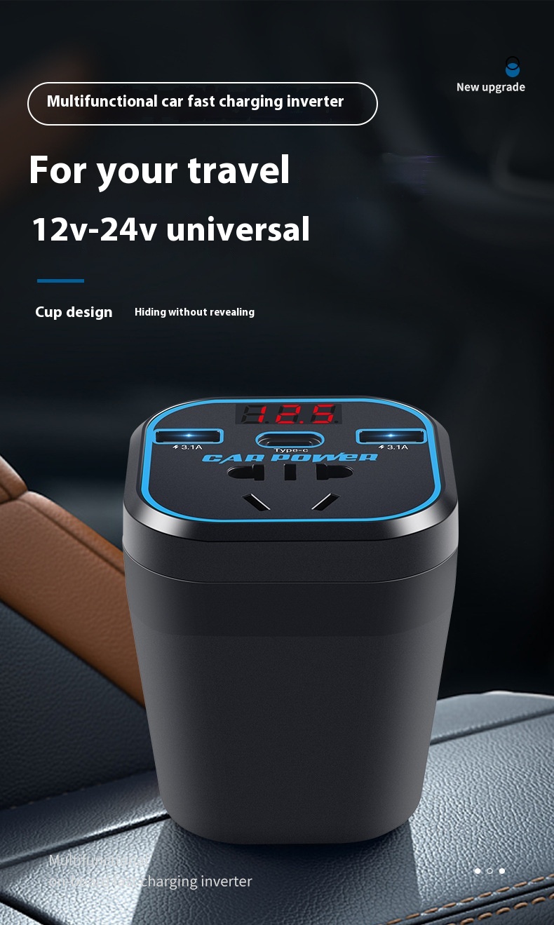 Car Power Inverter 12V/24V To 220V Converter Type C Multi-function ...