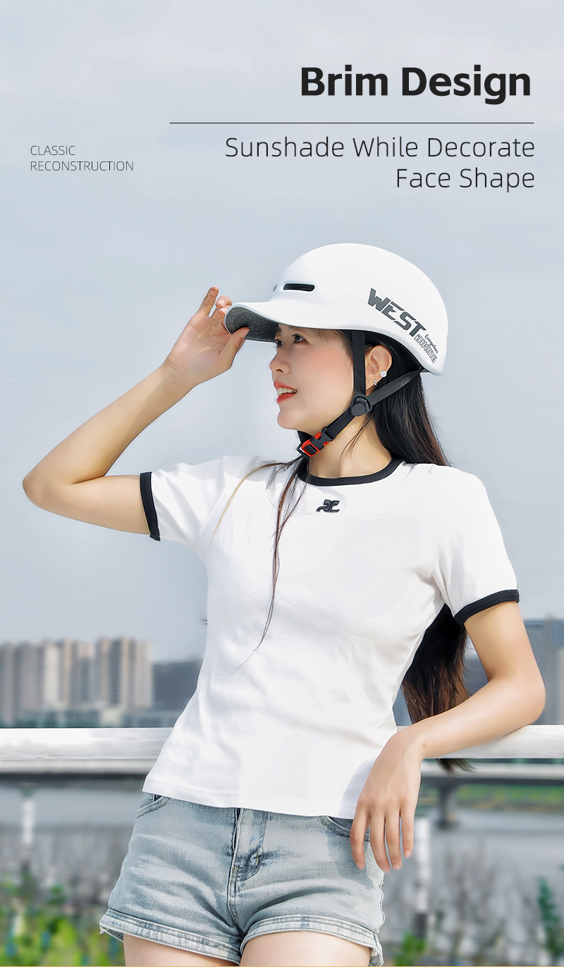 WEST BIKING Lightweight Electric Bike Helmet Adjustable Visor 58-61cm Touring Urban Commute ...