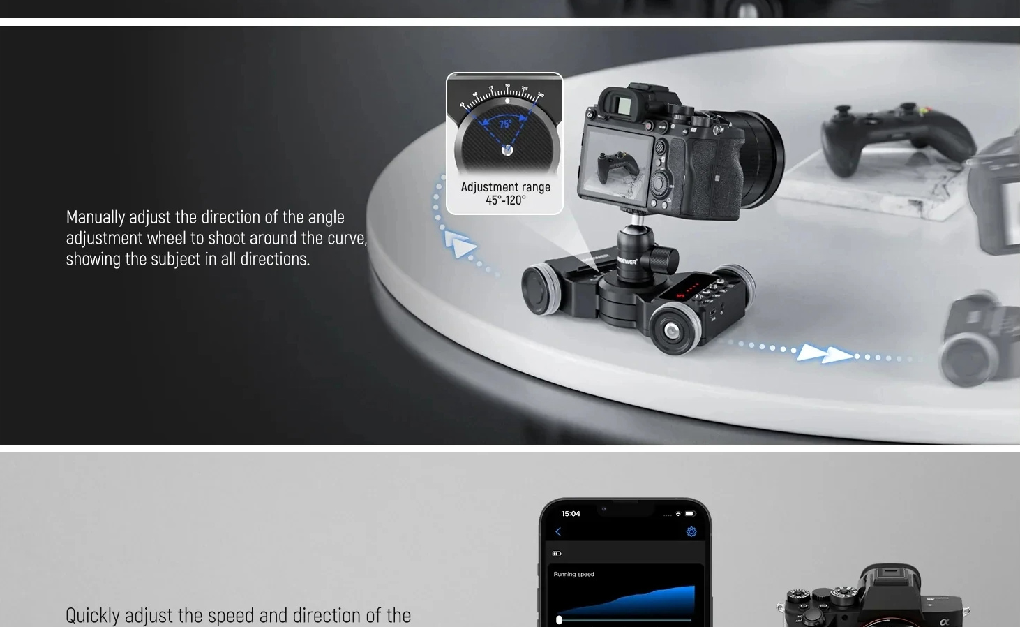 NEEWER DL300 Upgraded Motorized Camera Dolly Kit Ball Head for DSLR ...