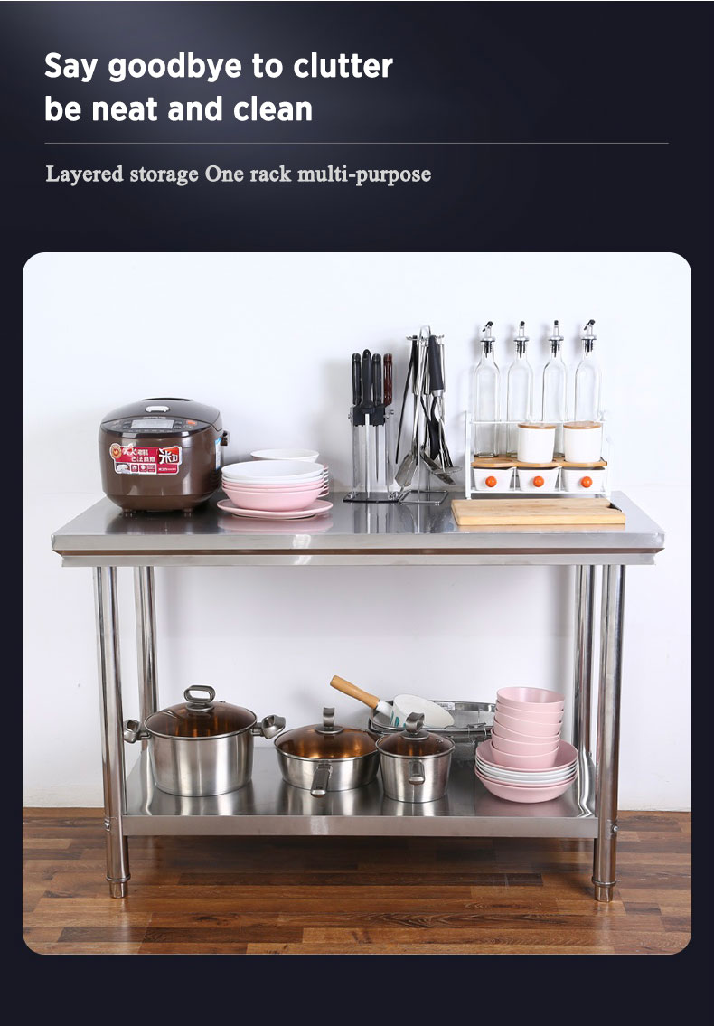 BOBI Double deck stainless steel worktop dining kitchen worktop storage ...