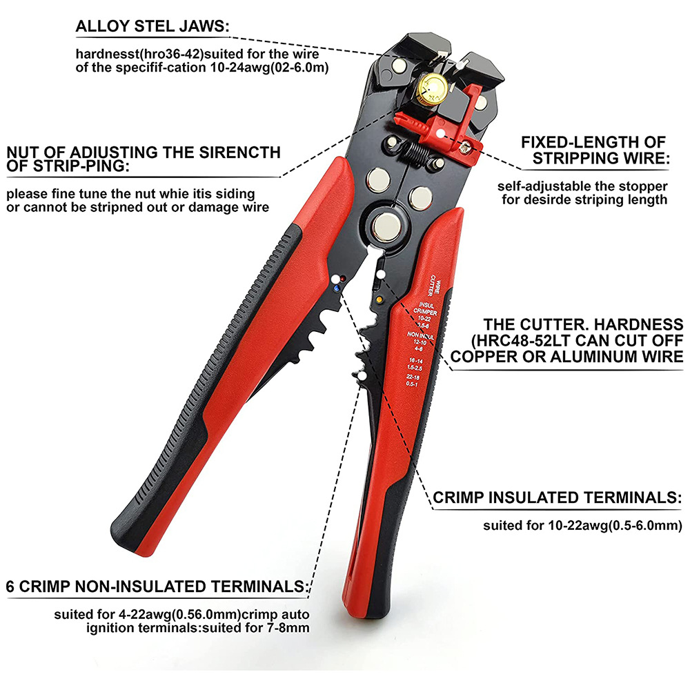 8 In Professional Automatic Wire Striper Cutter Stripper Crimper Pliers ...