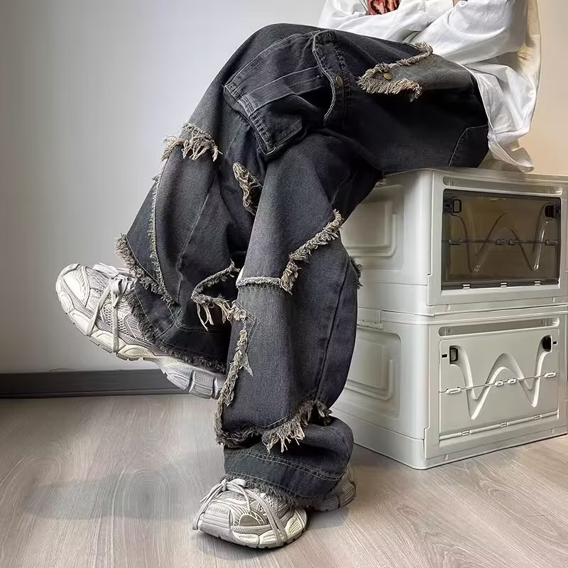 Versatile Fashion maong pants for women Trend Retro Loose Fitting Jeans ...