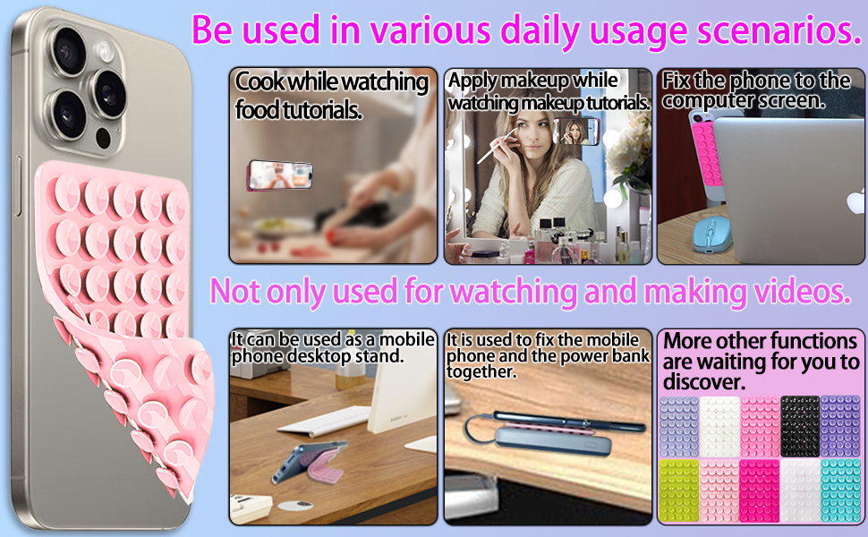 Double Sided Silicone Phone Sticky Grip, Suction Phone Case Mount for ...