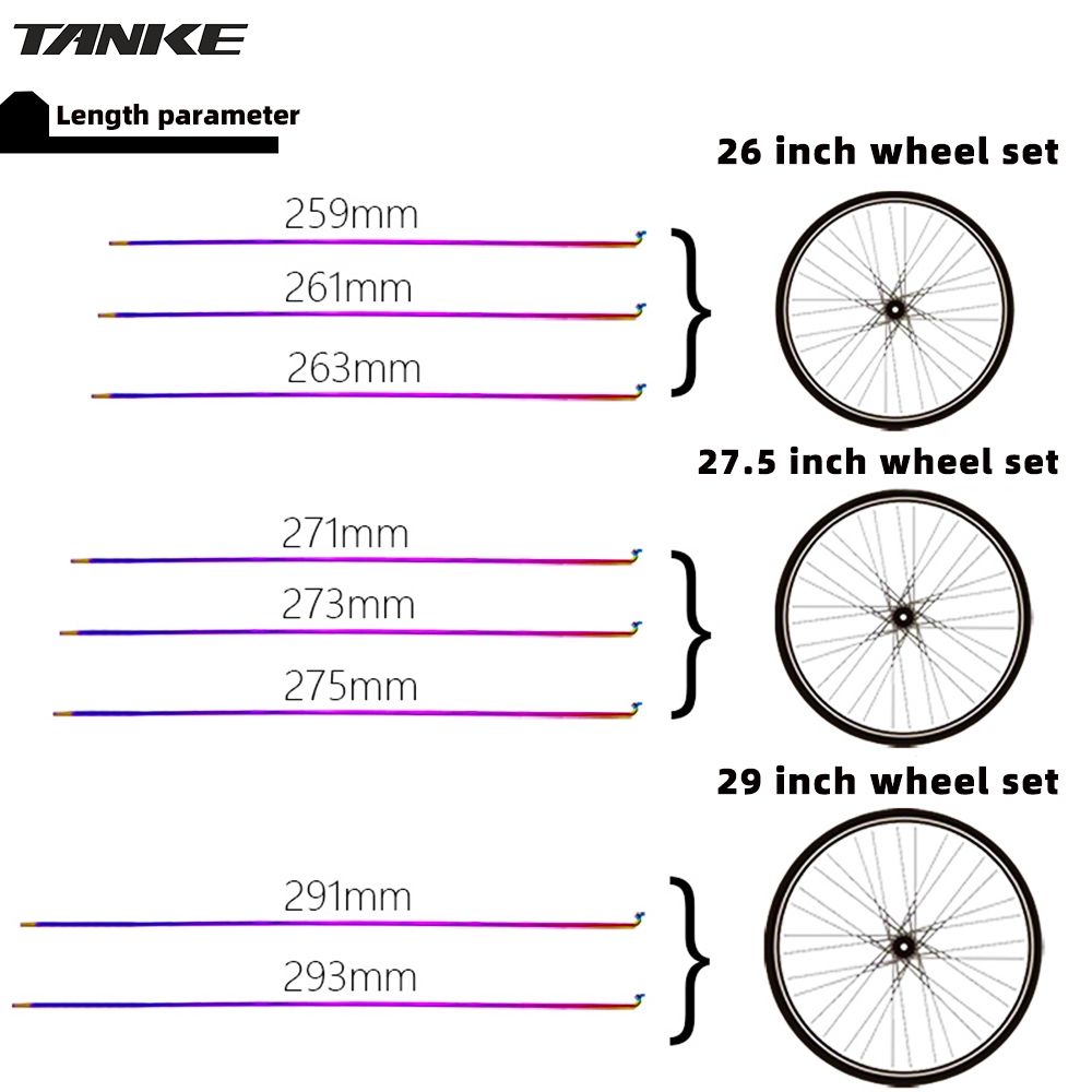 TANKE Bicycle Spokes Wire With Nipples For 26/27.5/29 Inch Wheel MTB ...