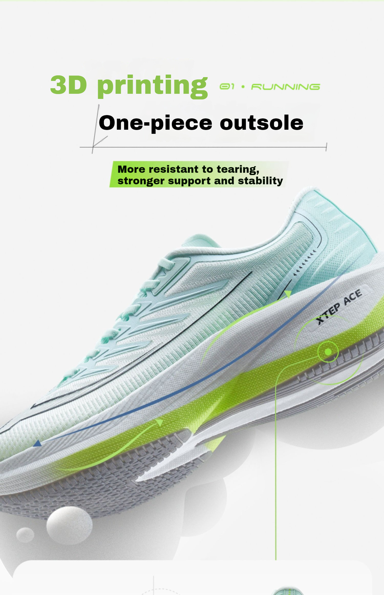 [xtep] One-Piece Series Marathon Racing Running Shoes Men's Full Palm ...