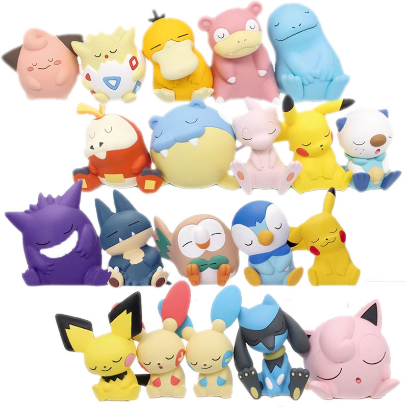 5Pcs/Set Pokemon Anime Figure Sit Sleep Shoulder Series Fig Slowpoke ...