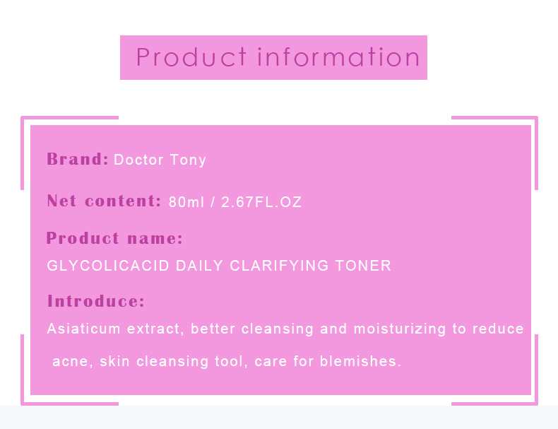 DOCTOR TONY Glycolic Acid Daily Clarifying Toner 80ml Daily Exfoliating ...
