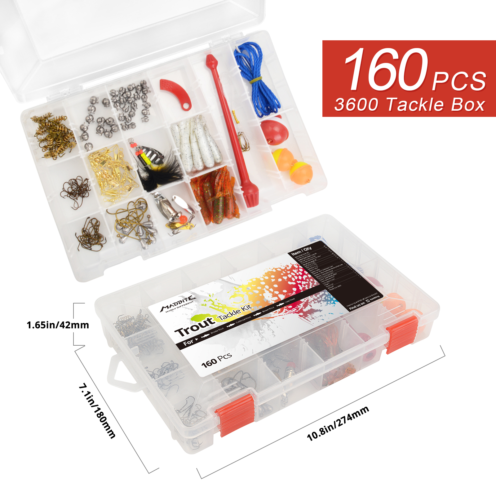 KastKing Fishing Lure Tackle Kits 1 Set -160pcs including bait hooks ...