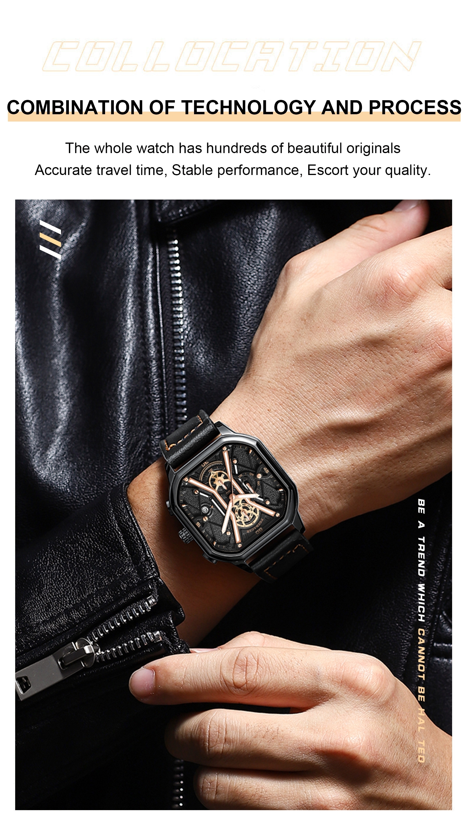 POEDAGAR Genuine Men's Watch Leather Strap Luminous Calendar Waterproof ...