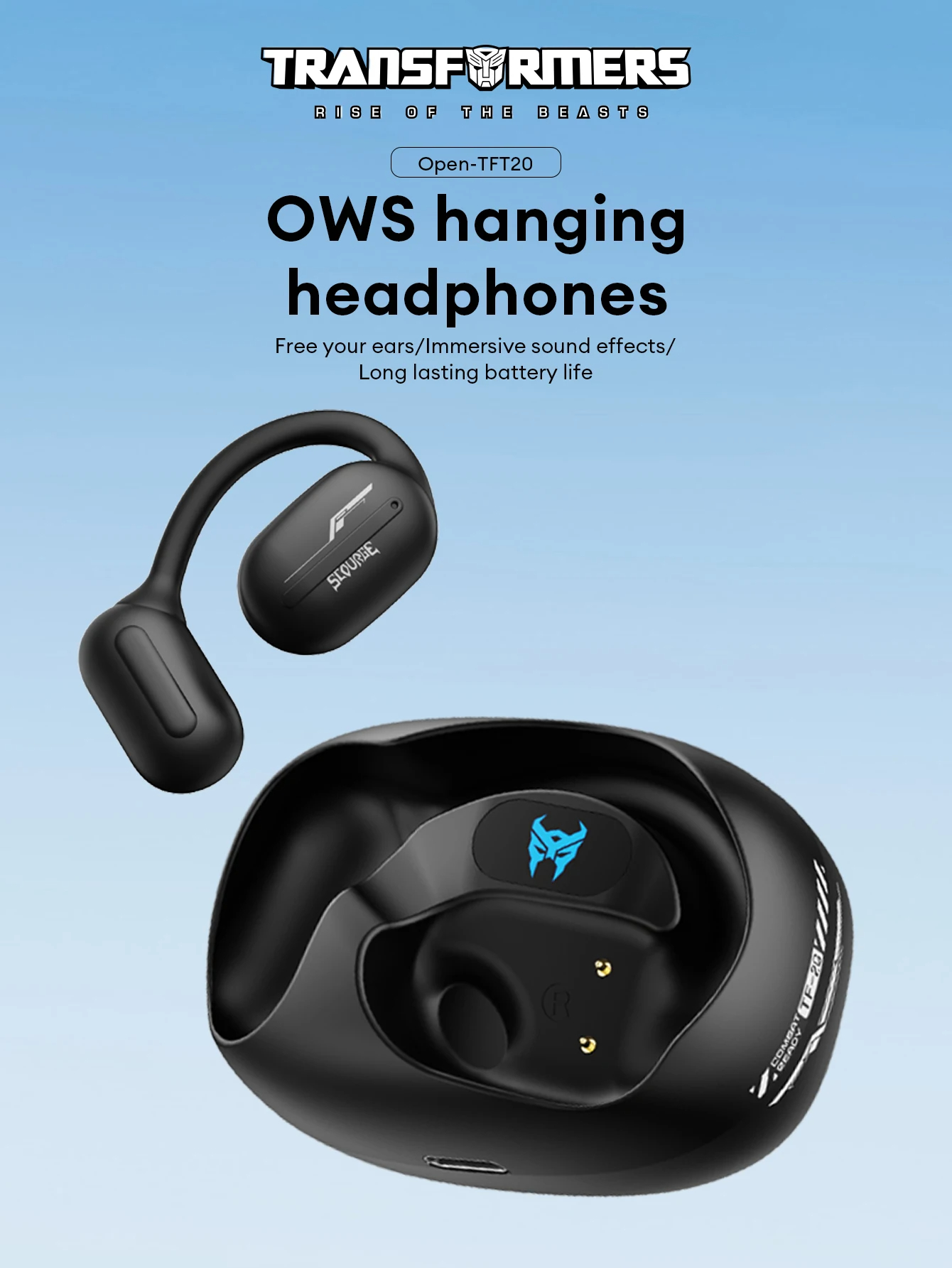 Transformers TF-T20 Bluetooth 5.4 Wireless Music Ear Hook Earphones ...