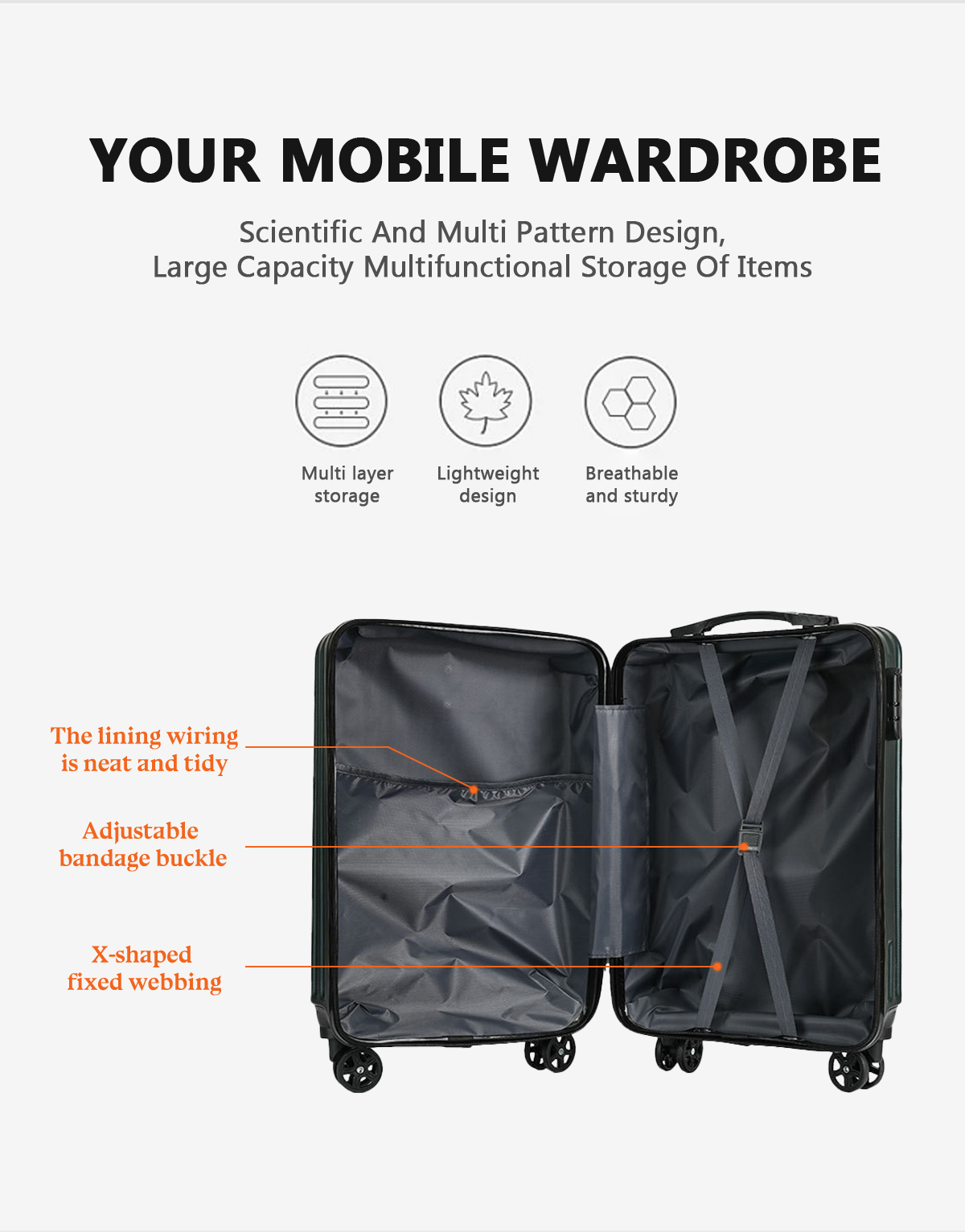 20/24 Inch Maleta Luggage Travel Bag Boarding Case Trolley Suitcase ...