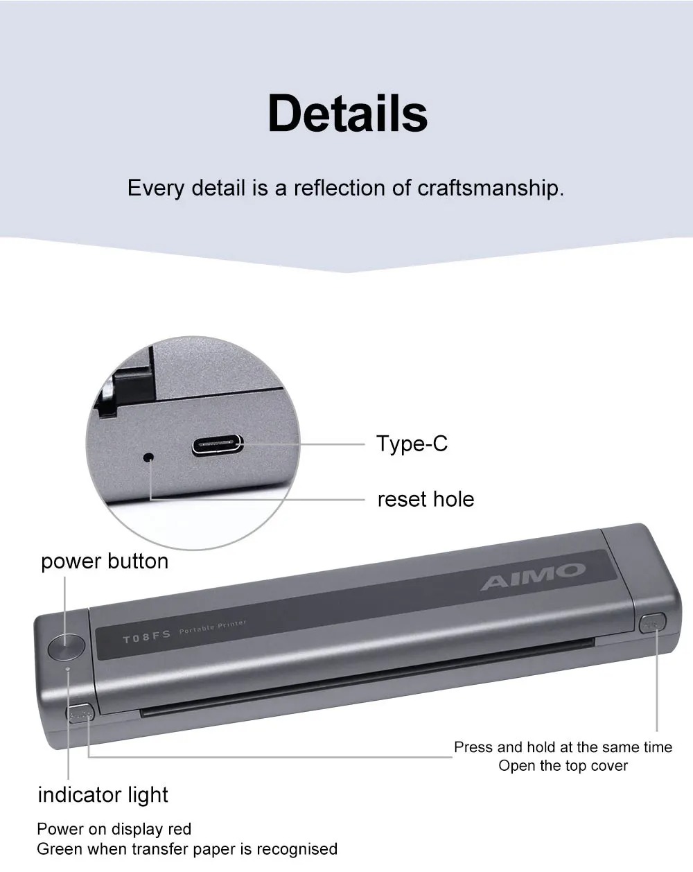 AIMO T08FS Tattoo Wireless Bluetooth Thermal Printer Machine Tattoo ...