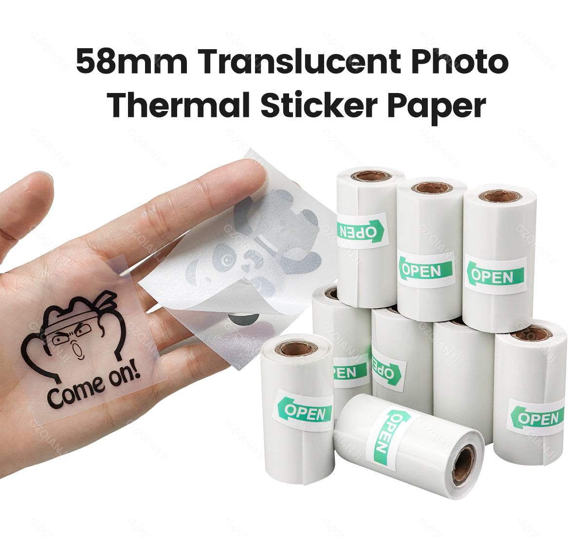 Transparent thermal photo paper 58x30mm for Peripage A6 and more 58mm ...