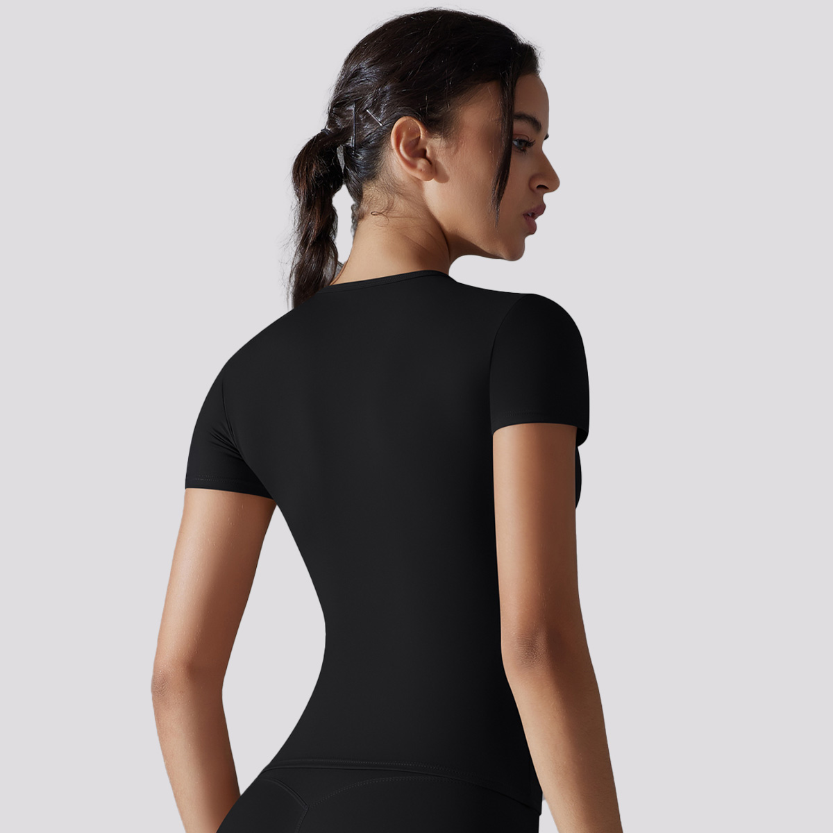 Nessaj Yoga Top Round Neck Gym Sports Shirt Dri Fit Running Sports Top ...