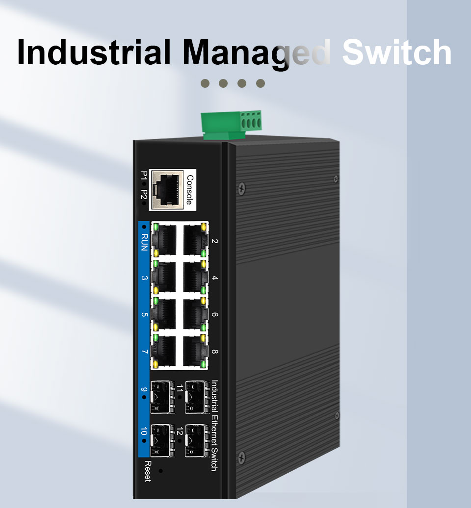 JT-COM Gigabit Ring network managed industrial switch 4 port and 8 Rj45 ...