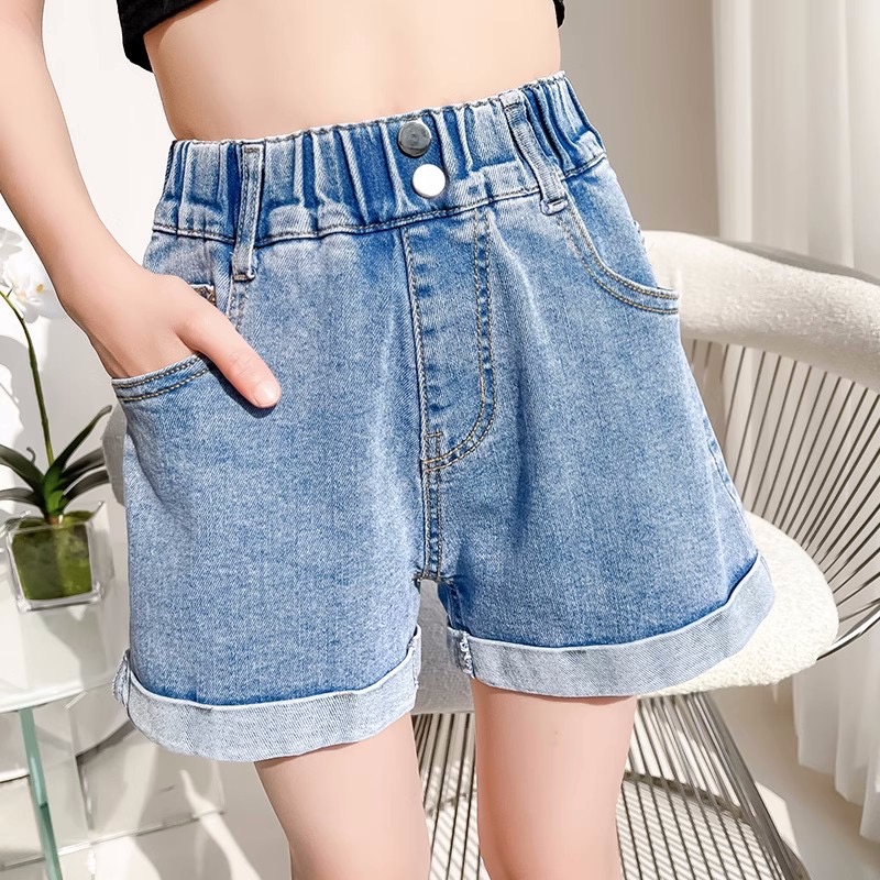 Korean style soft denim with embroided daisy short Design for Girls ...
