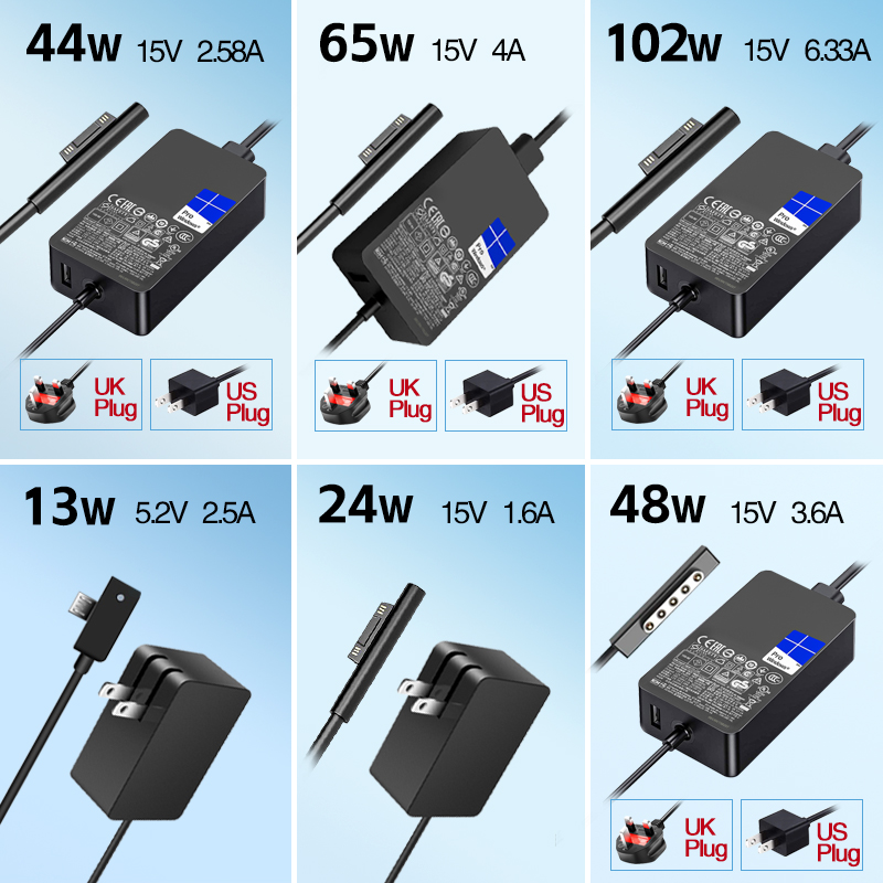 44W 65W 48W 13W 24W 102W Power Adapter Microsoft Surface Charger For ...