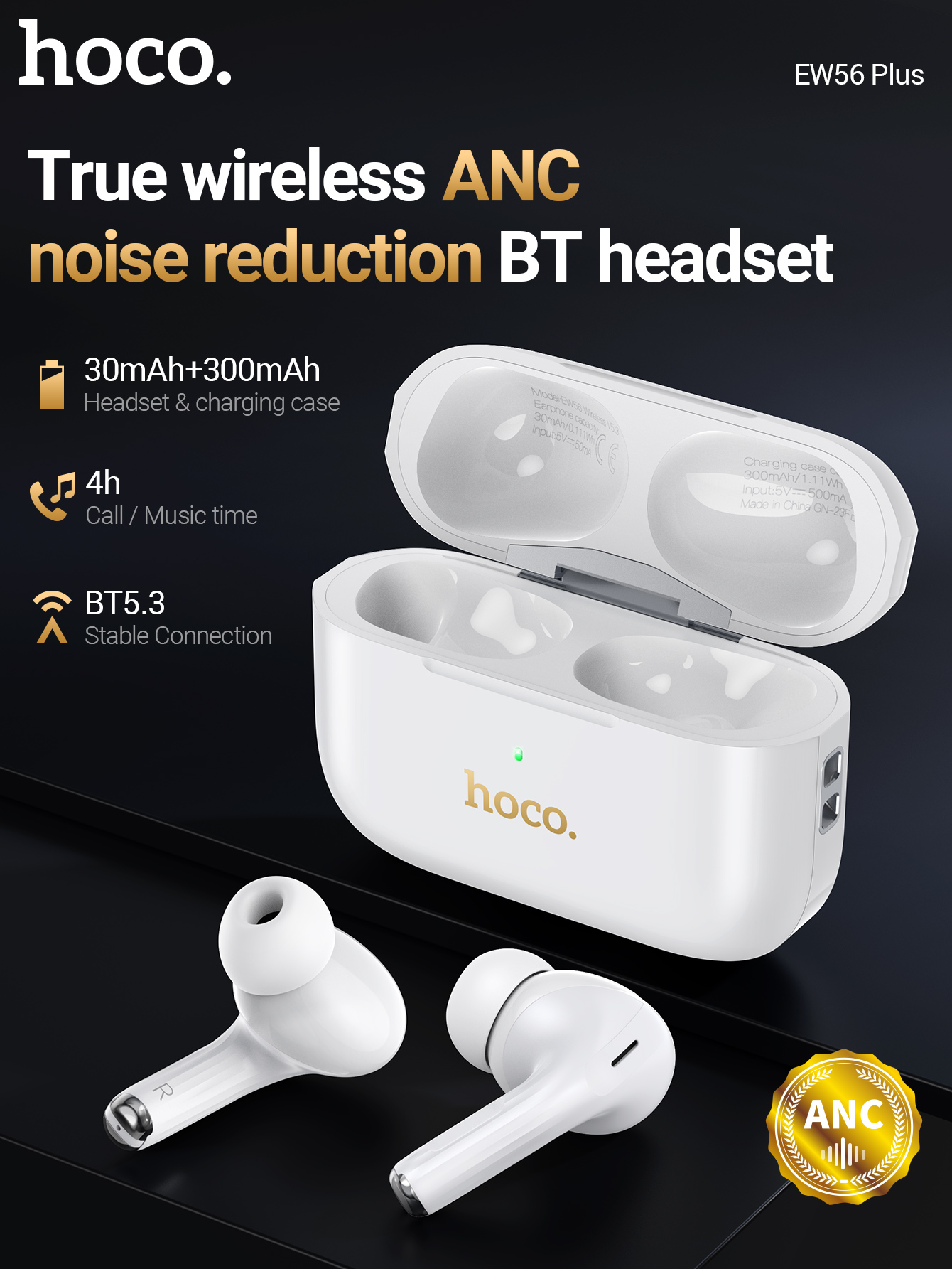 HOCO EW56 Plus True Wireless Bluetooth Earphone Bluetooth 5.3 TWS ...
