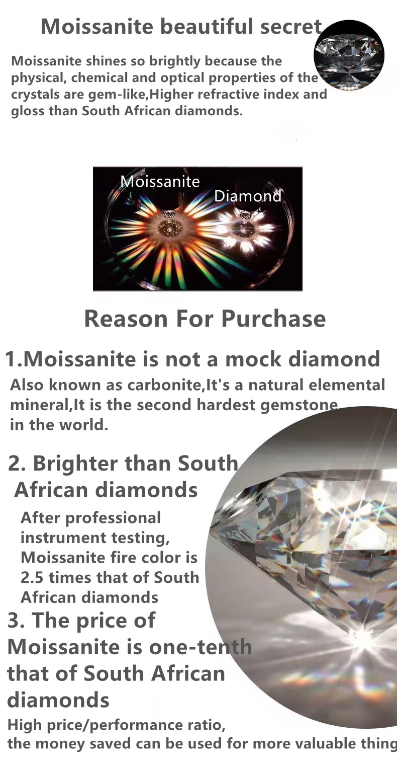 Real Moissanite diamond D color King's Ransom Ring with GRA certificate ...