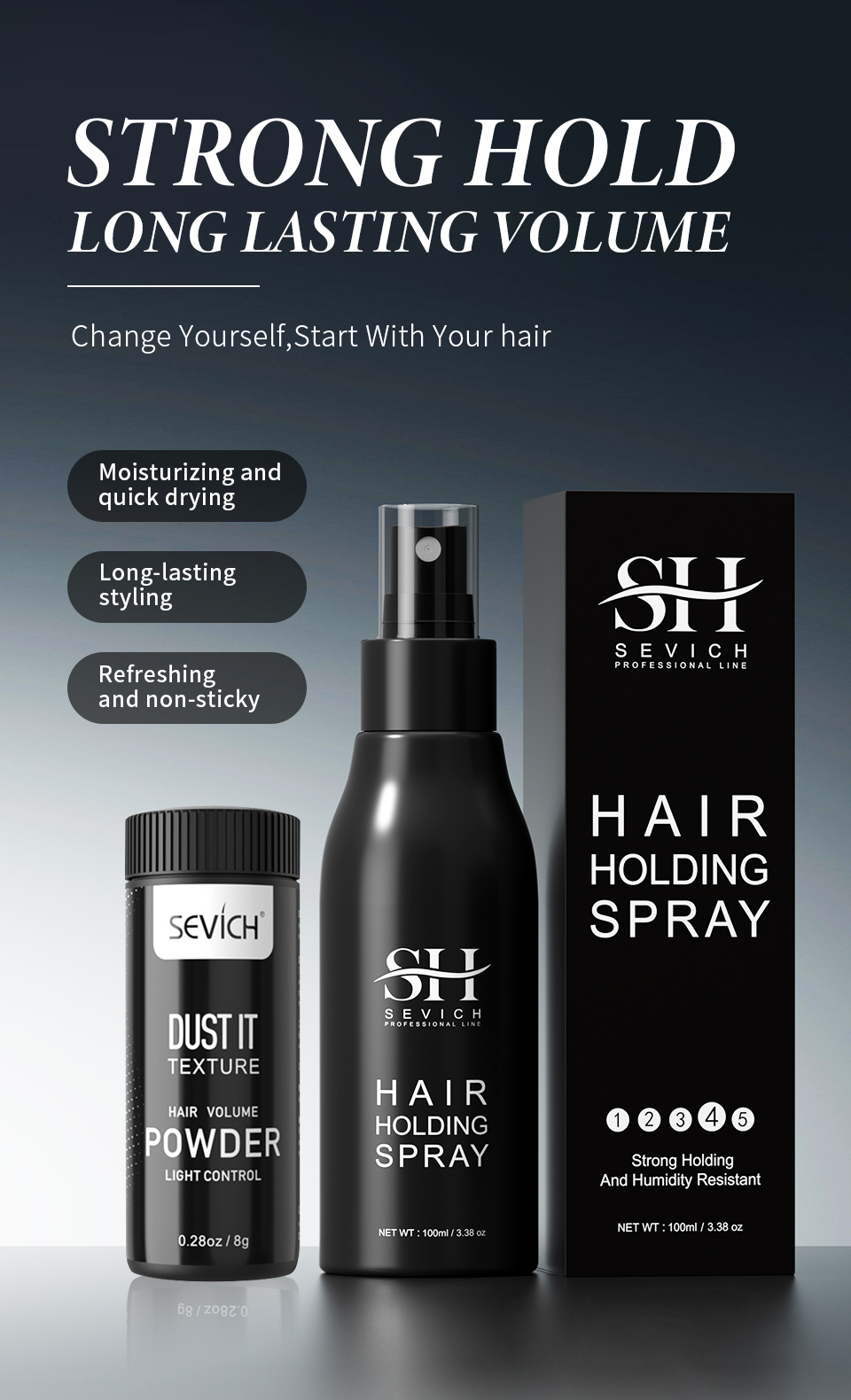 SEVICH Hair Setting Spray Sleek Stick For Hair 100ml Hair Fibers ...