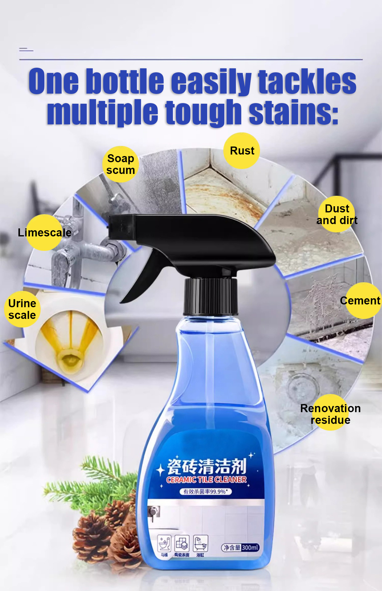 Clean 50 years of dirt NB Tiles cleaner stain remover Bathroom cleaner ...