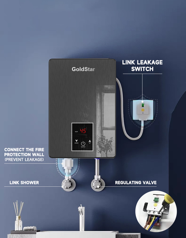 Gold Star Instant Water Heater Shower Electric LCD Touchscreen With ...