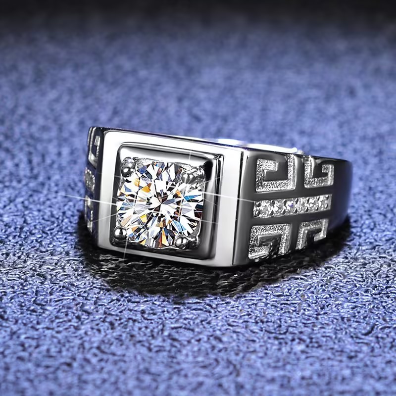 Real Mmoissanite diamond D color luxurious men wedding ring with GRA ...