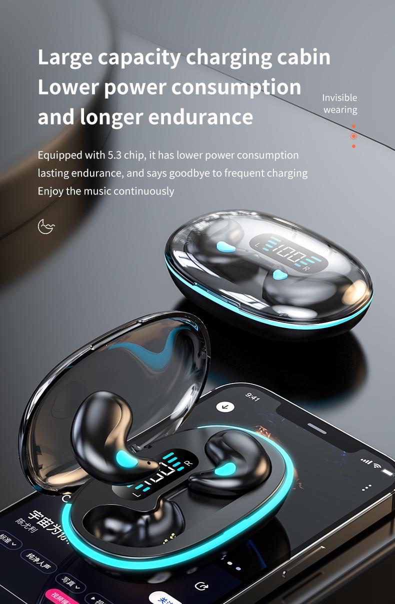 X55 Wireless Earphones 5.0 Earphone Invisible Wireless Travel Sleeping ...