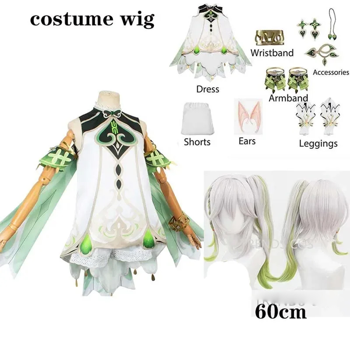 Genshin Impact Nahida Cosplay Costume Lesser Lord Kusanali Full Set ...