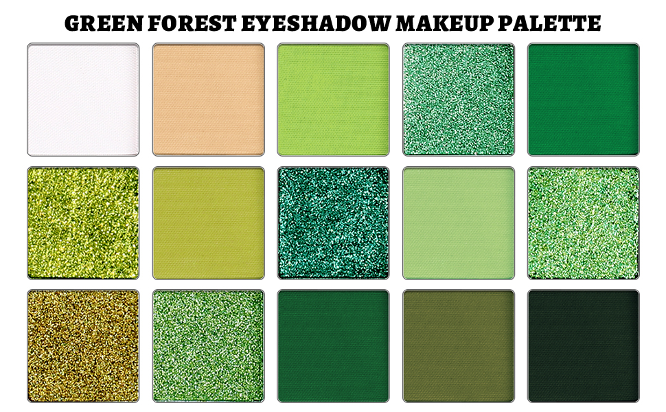 UCANBE Green Eyeshadow Makeup Palette, 15 Colors Bright Dark Green ...