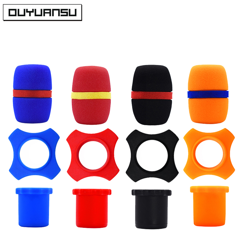 Microphone Set with Sponge Cover Anti-Roll Protection Silicone Wireless ...